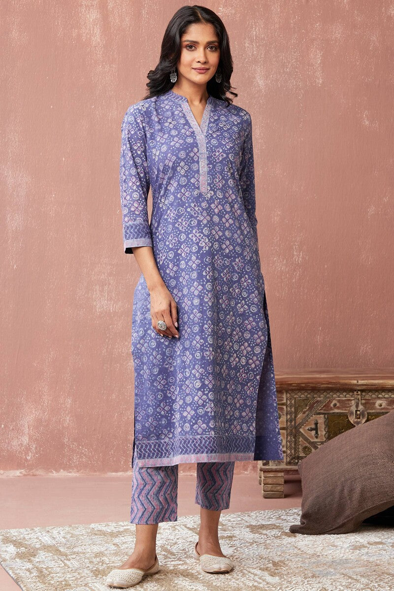 Buy Akola Hand Block-Printed Straight Cotton Kurta for Women | FGMK23 ...