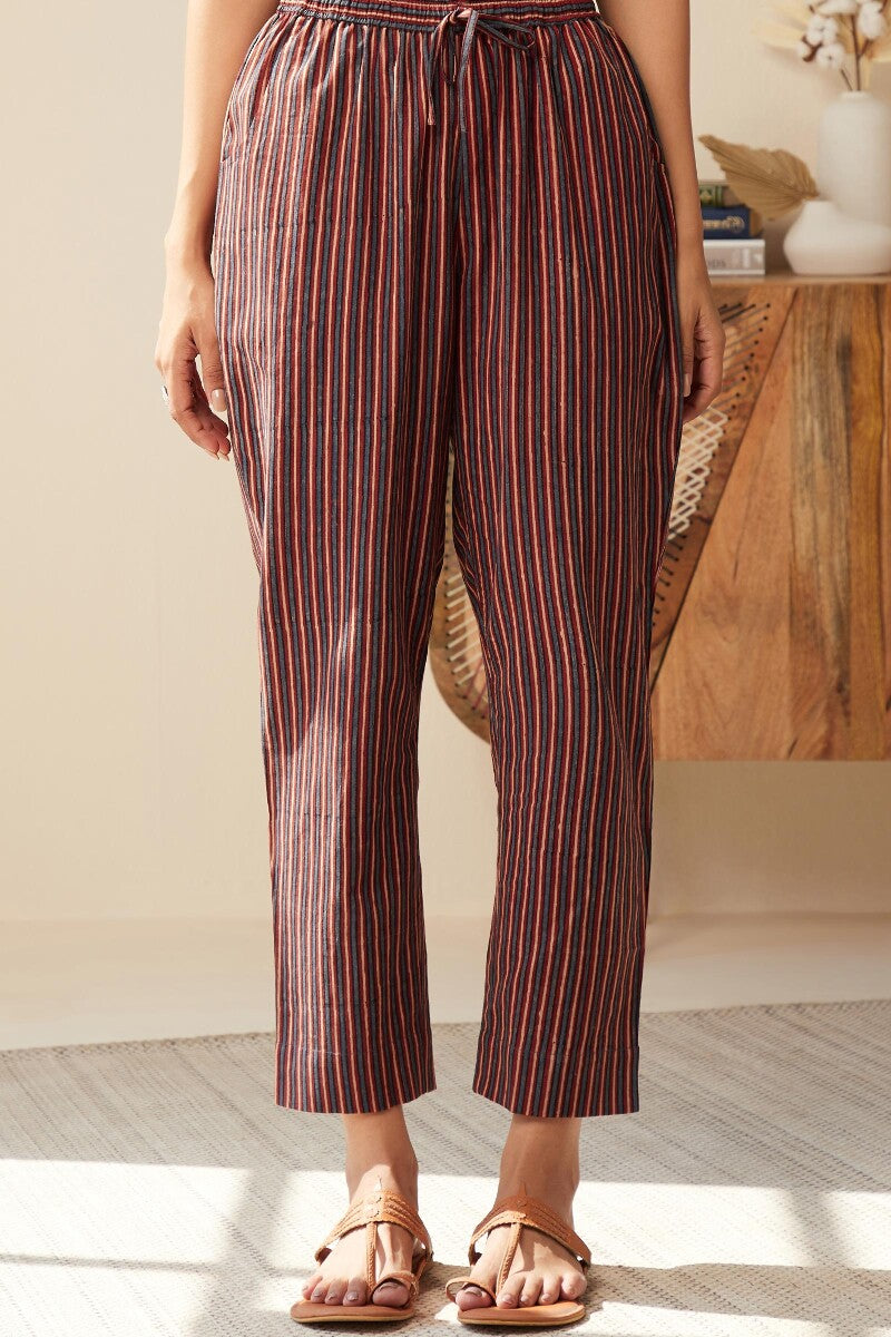 Buy Ajrak Hand Block-Printed Cotton Narrow Pants for Women | FGNP23-142 ...