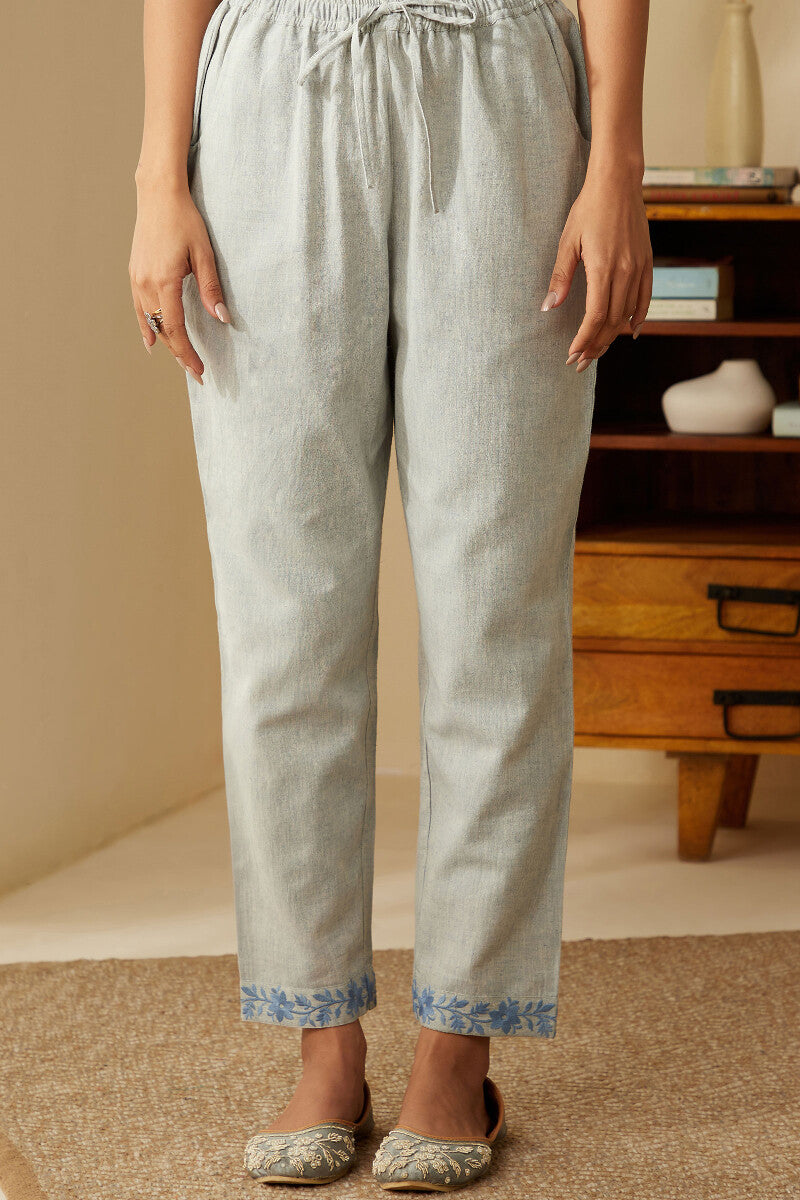 Buy Blue Handcrafted Cotton Flax Narrow Pants for Women | FGNP24-21 ...
