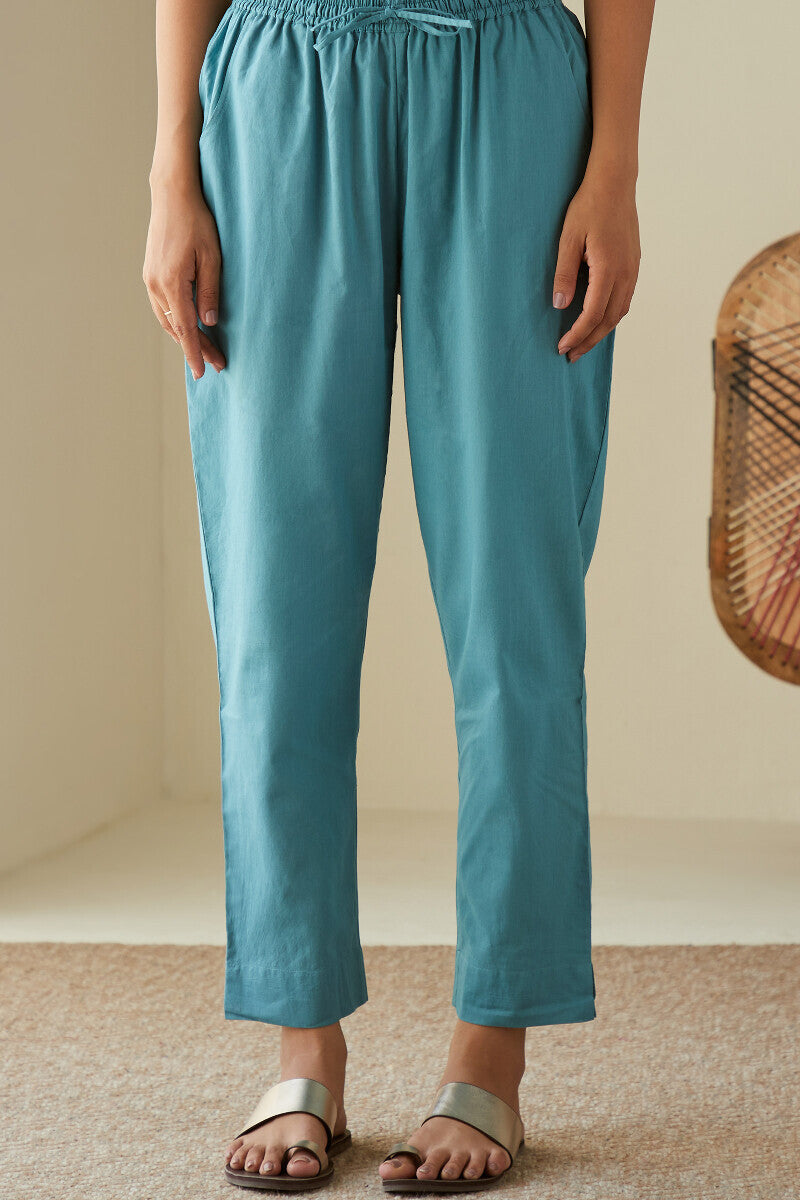 Buy Blue Handcrafted Cotton Narrow Pants for Women | FGNP24-108 ...