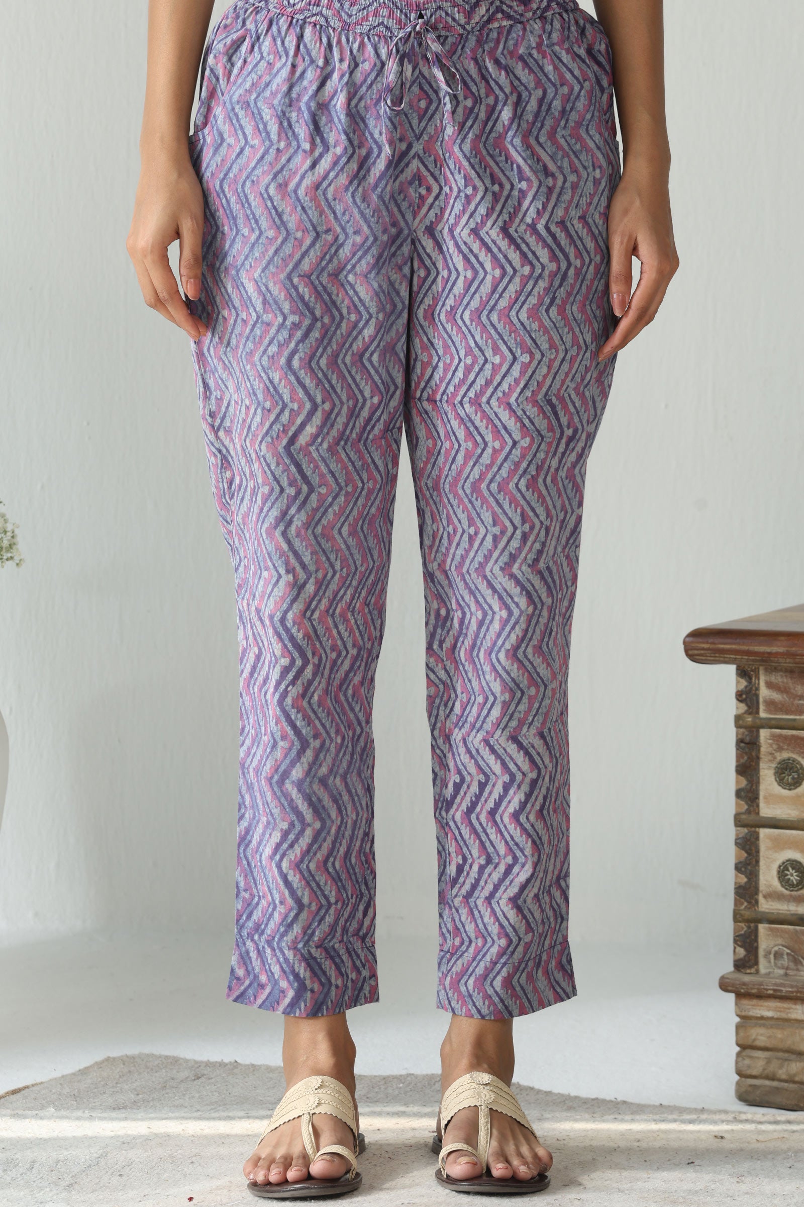 Buy Akola Hand Block-Printed Cotton Narrow Pants for Women | FGNP23-139 ...