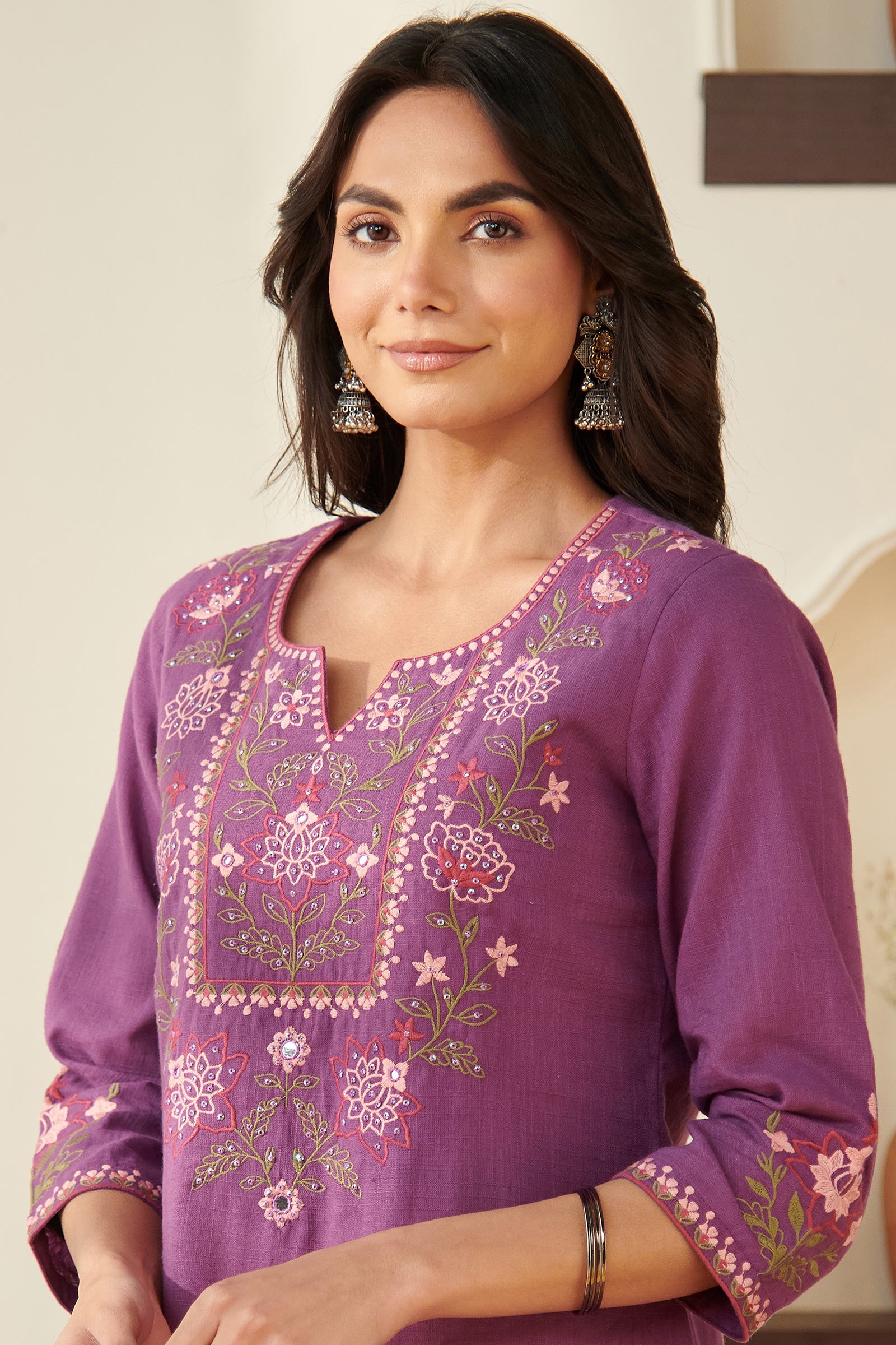 Shop Mehraab Aalia Purple Printed Kurta | Farida Gupta – Farida Gupta India