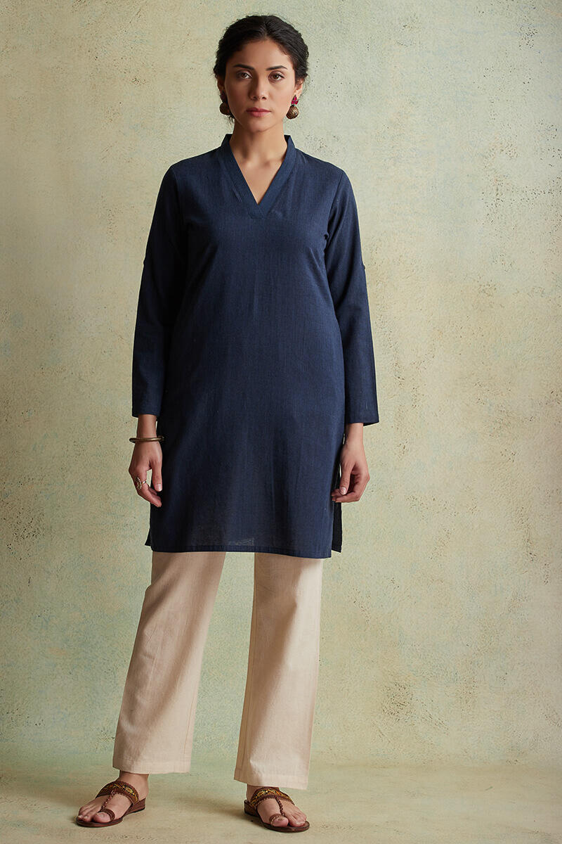 Buy Roza Nihad Indigo Handloom Short Kurta | Indigo Kurtas for Women ...