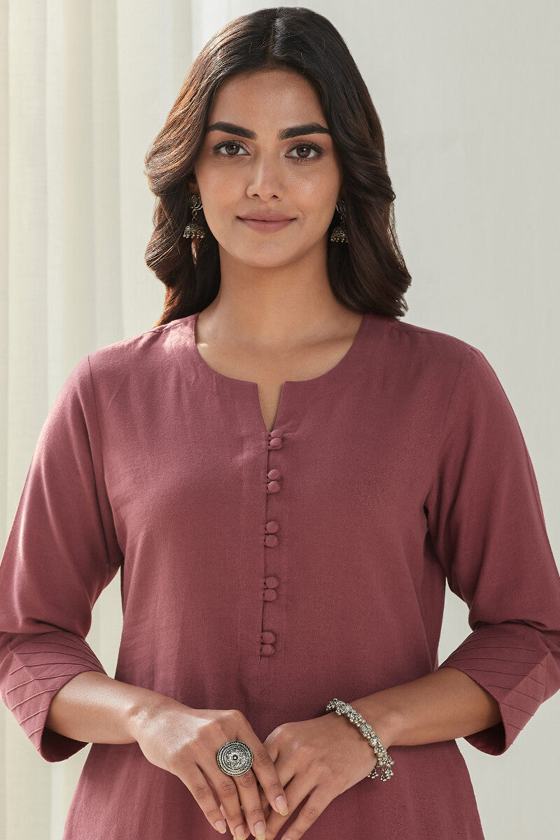 Buy Red Handcrafted Straight Handloom Kurta for Women | FGMK23-311 ...