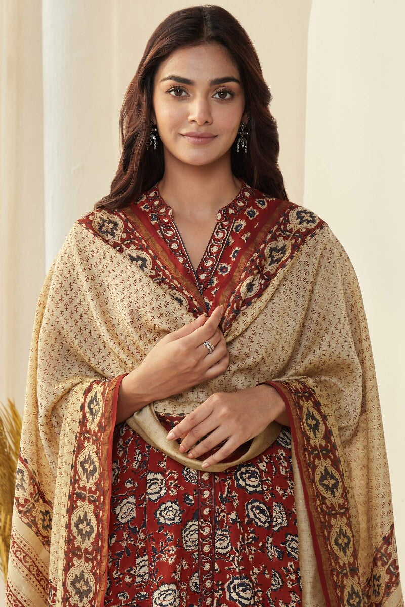Sehra Rahima Bagru Dupatta – Farida Gupta India