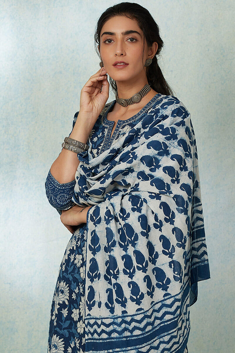 Nurtaj Rehmat Indigo Dupatta – Farida Gupta India
